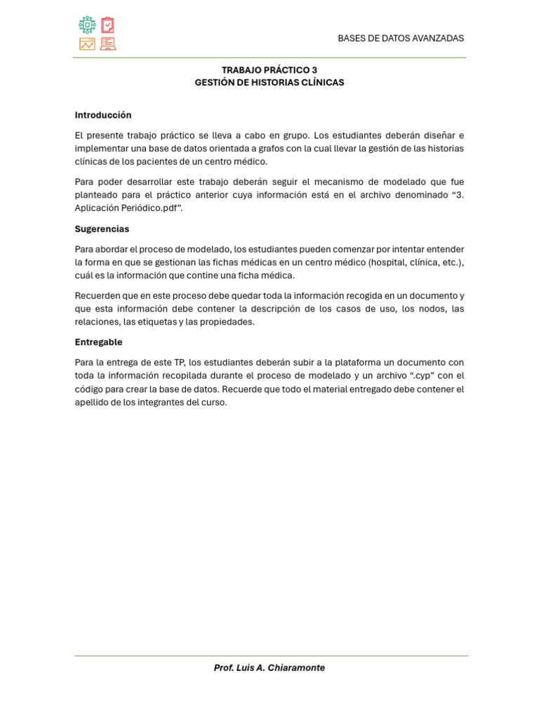 Consigna TP3 Ficha Médica | PDF