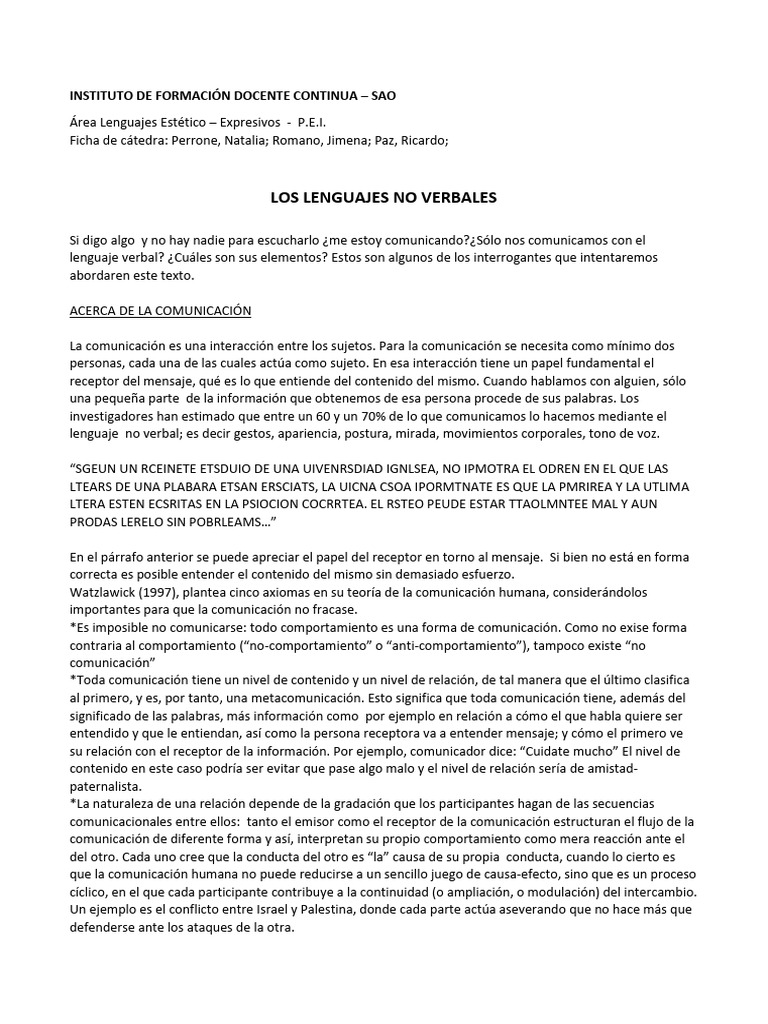 Importancia de los Lenguajes No Verbales | PDF | Sonido | Color