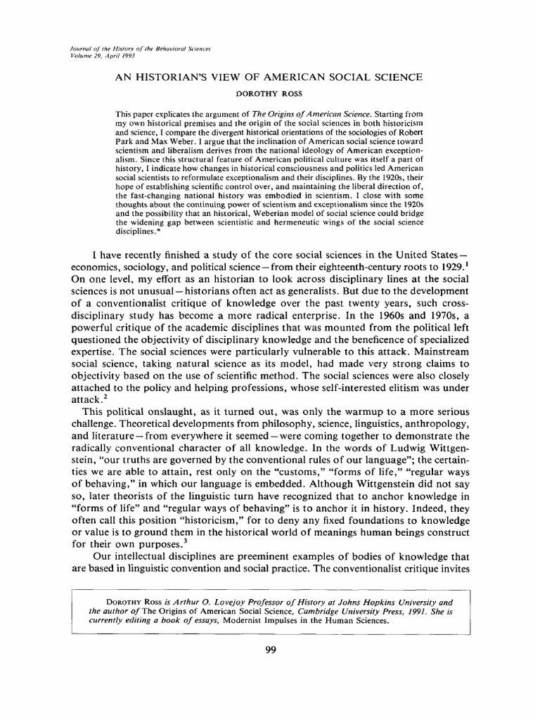 ROSS - An Historian S View of American Social Science | PDF | Science ...