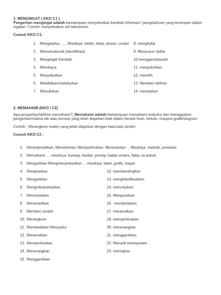 Level Kognitif C1-C6 | PDF