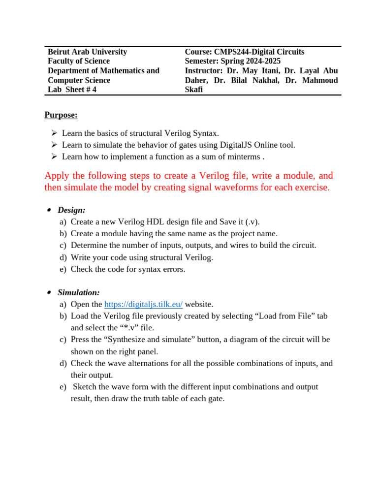Lab 4 - Digital - Model Answer | PDF | Logic Gate | Boolean Algebra