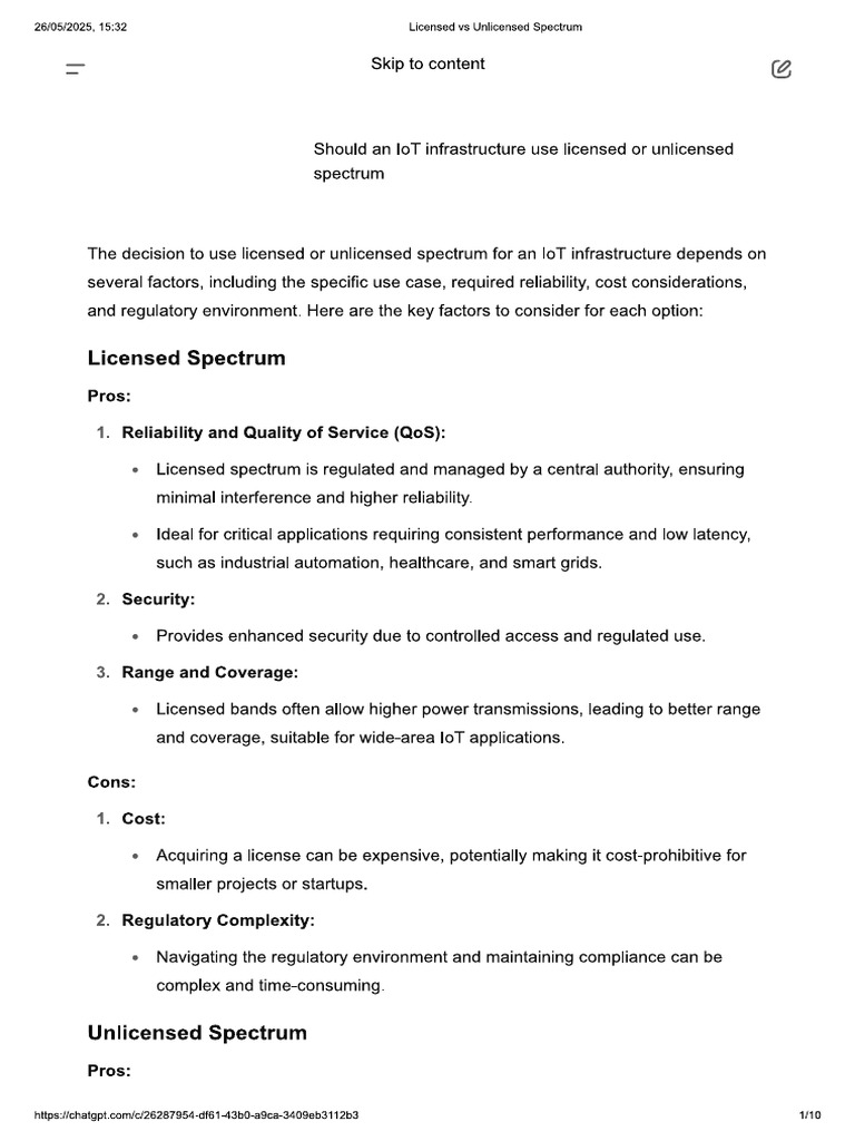 Licensed vs Unlicensed Spectrum Licensed vs Unlicensed Spectrum | PDF