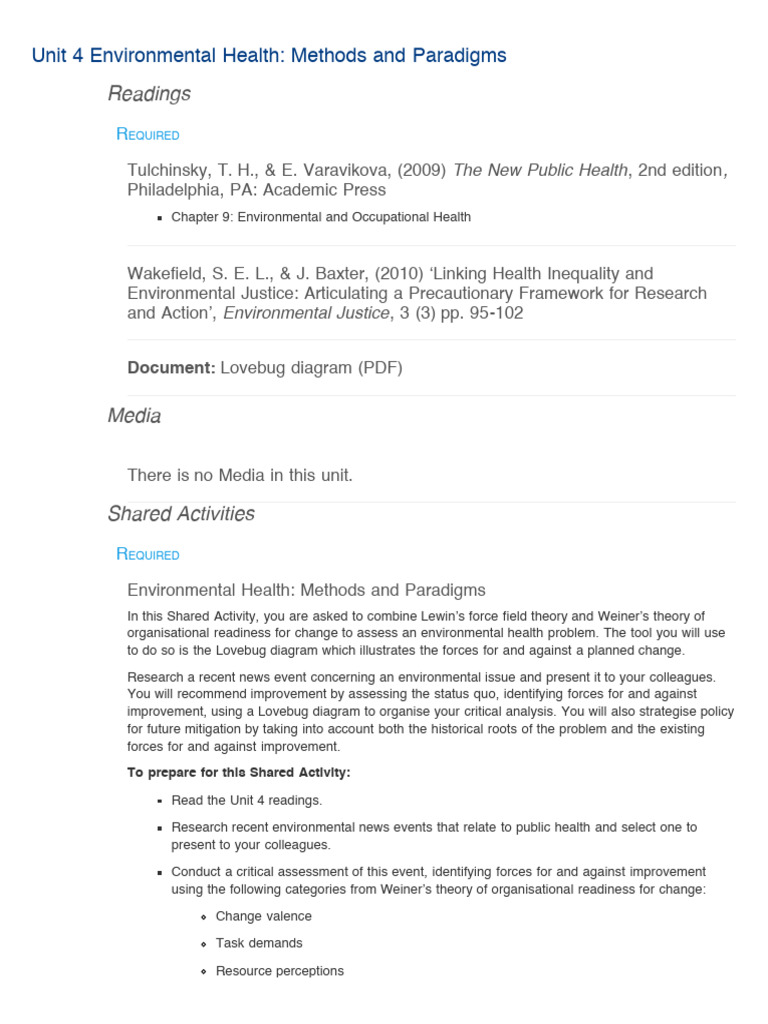 UKR1 MMPH 00073 Unit04 Checklist | PDF | Environmental Health | Public ...