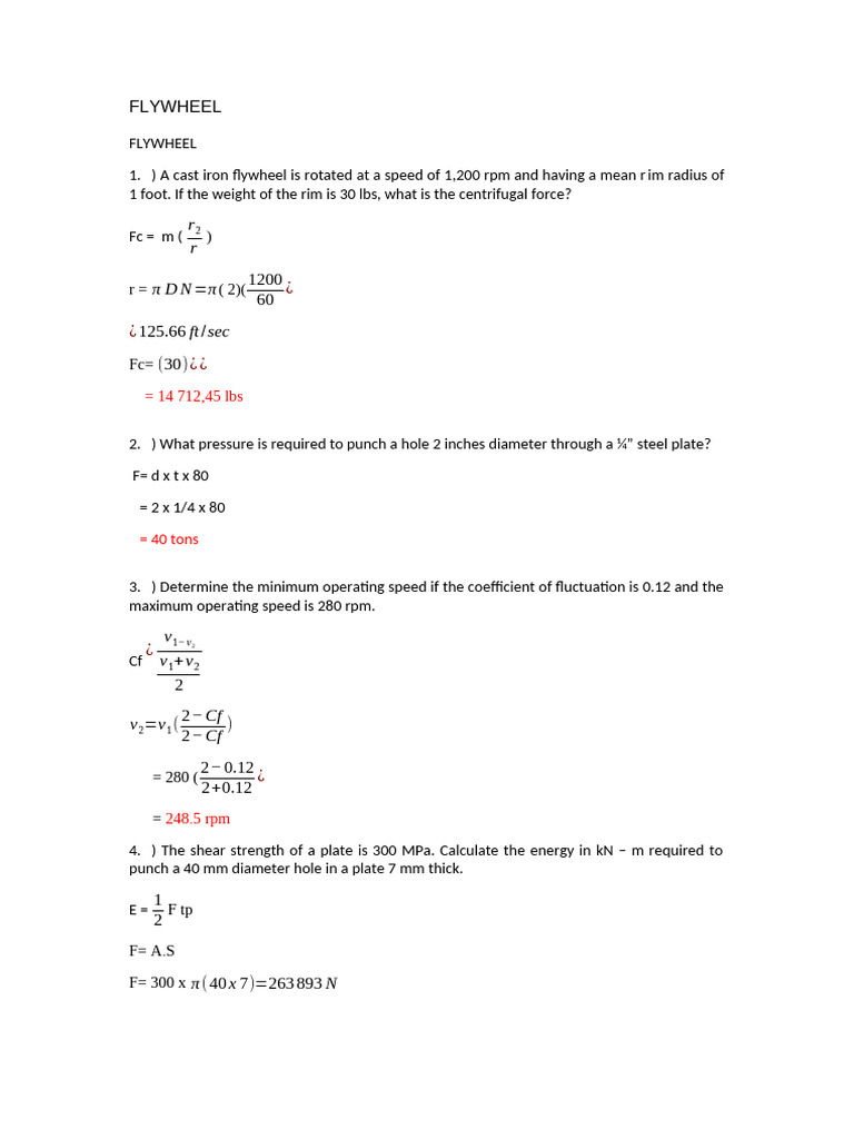 Flywheel Calculations and Mechanics | PDF | Classical Mechanics ...