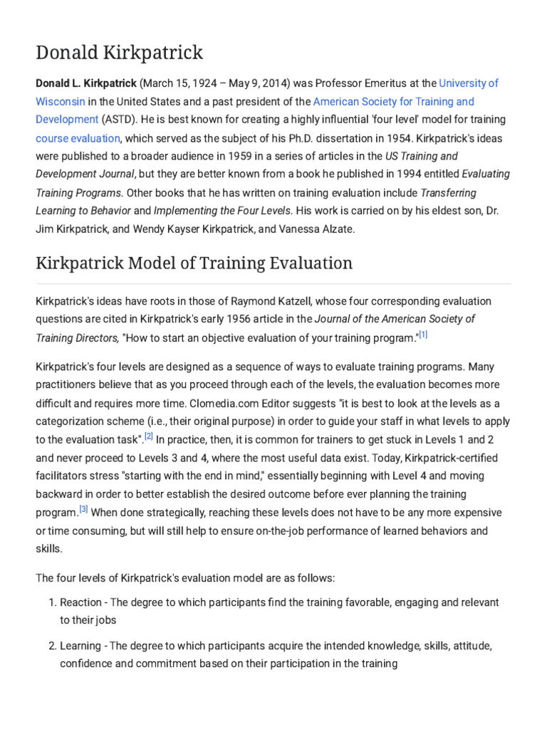 Donald Kirkpatrick - Wikipedia | PDF | Psychology | Cognition