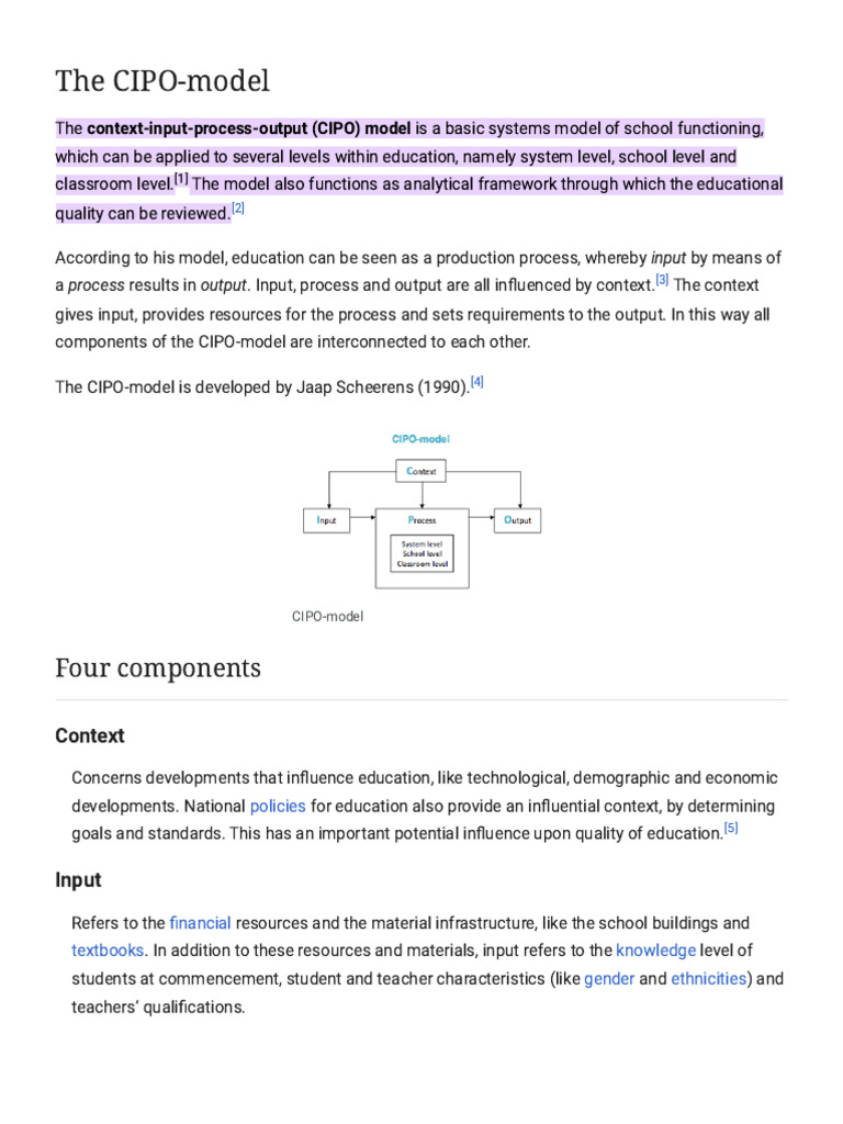 The CIPO-model - Wikipedia | PDF | Factors Of Production | System
