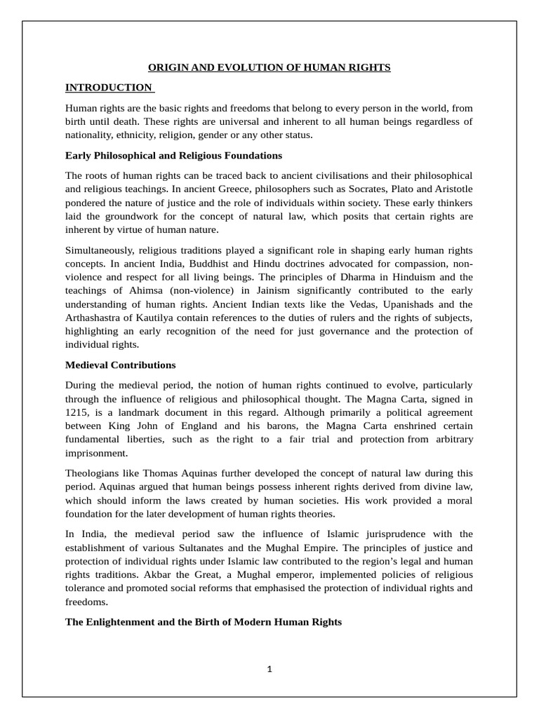 Origin and Evolution of Human Rights | PDF | Human Rights | Age Of ...
