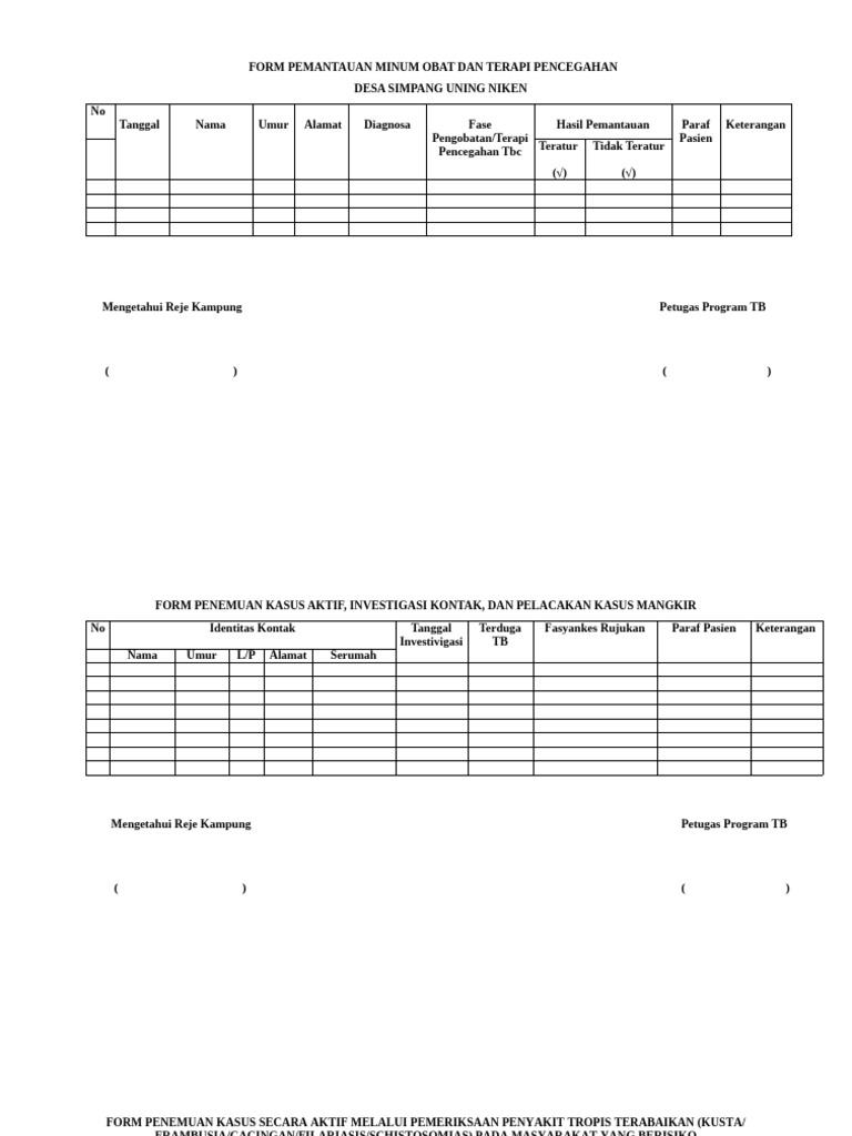 Form Pemantauan Minum Obat Dan Terapi Pencegahan | PDF