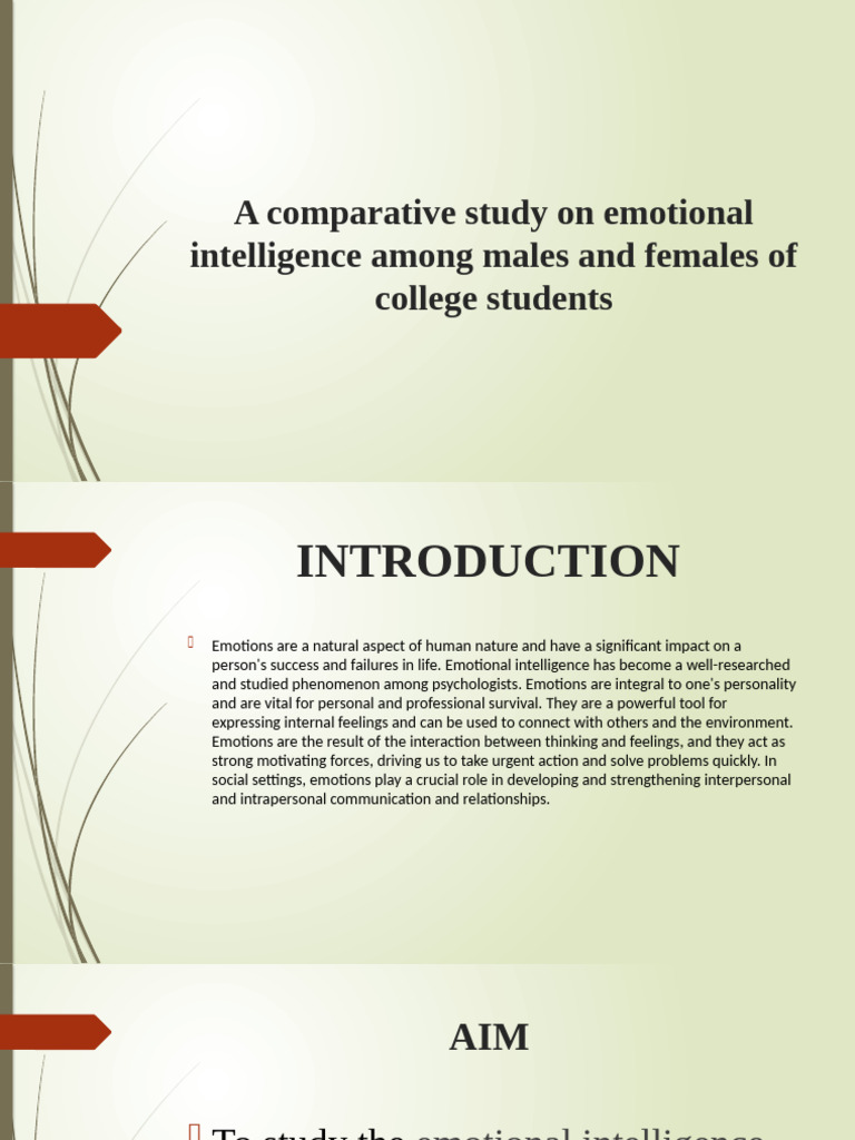 A Comparative Study On Emotional Intelligence Among Males | PDF | Emotional Intelligence | Emotions