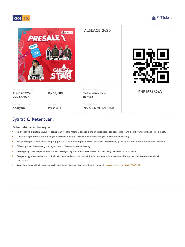 E-Ticket KIOSTIX - ALSEACE 3 - 2025 | PDF