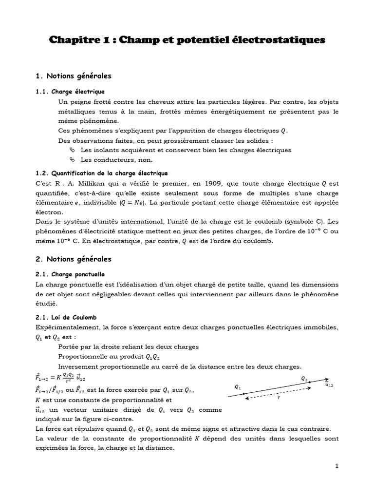 Électrostatique : Charges et Champs Électriques | PDF | Charge ...