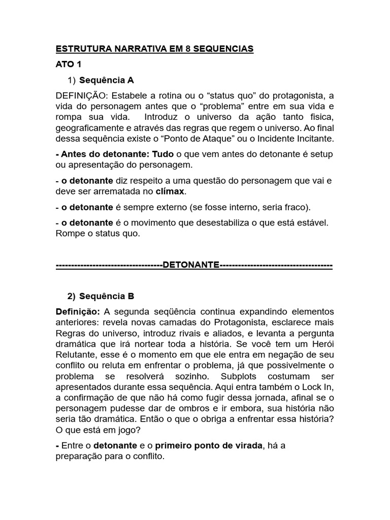 Estrutura Narrativa em 8 Sequencias | PDF | Resistência dos materiais