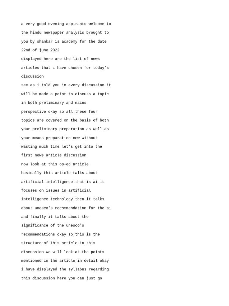 The Hindu Daily News Analysis | PDF | Artificial Intelligence | Intelligence (AI) & Semantics