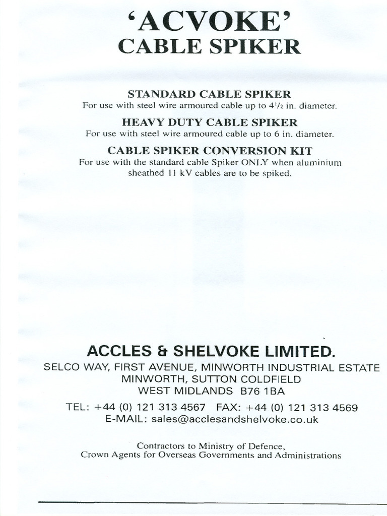 ACCLES-CABLE-SPIKER Manual | PDF | Cartridge (Firearms) | Gun Barrel