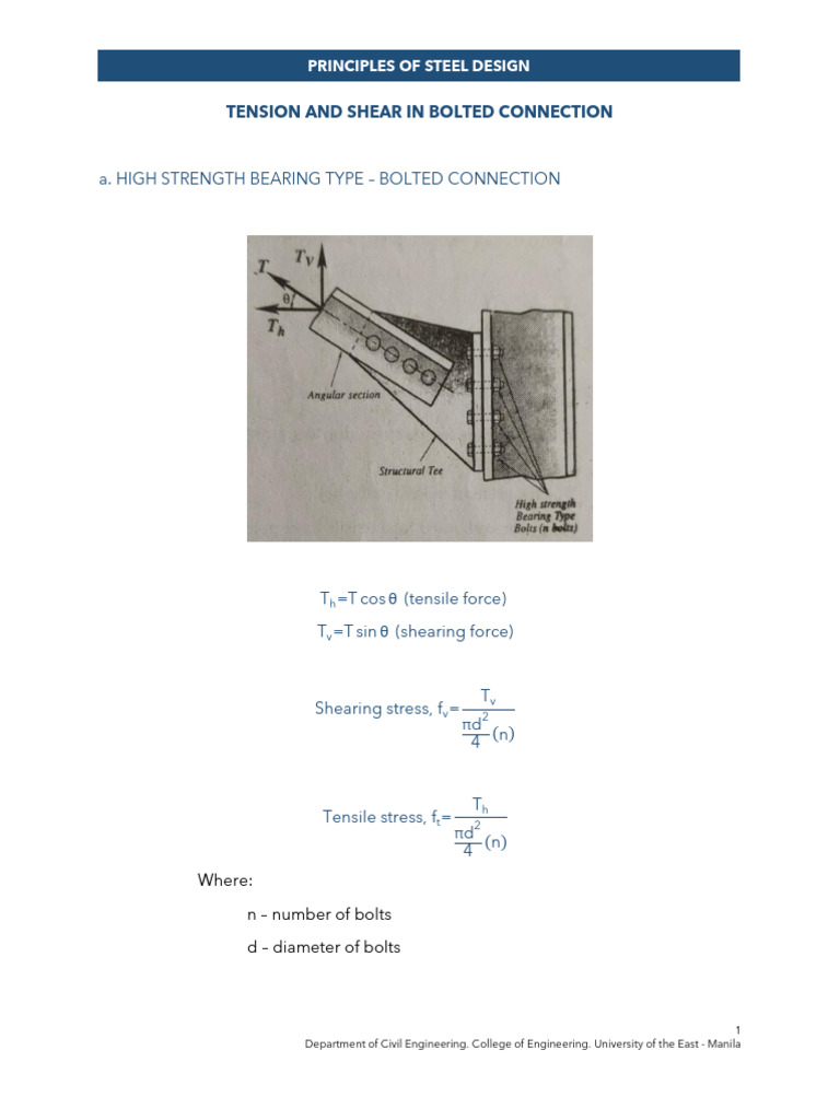Lesson 5. Tension and Shear in Bolted Connection | PDF | Rivet | Screw