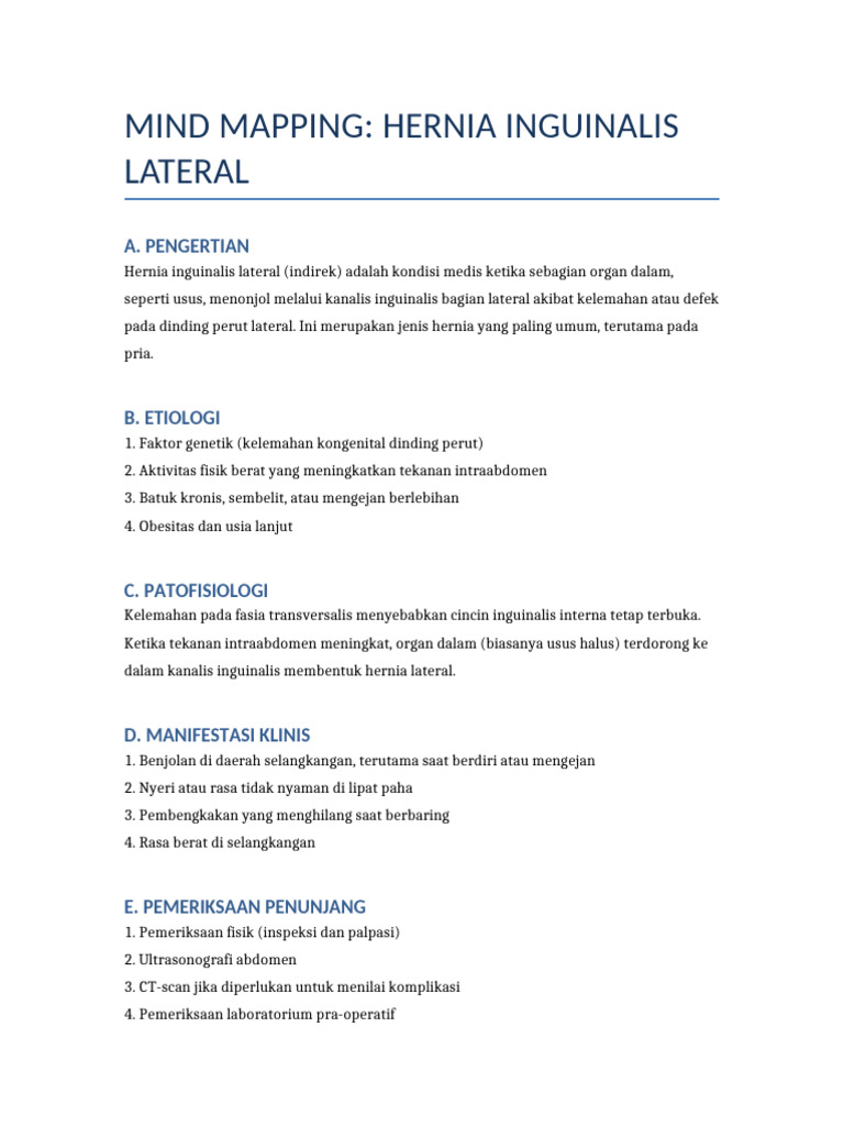MindMapping HerniaInguinalis Lateral | PDF