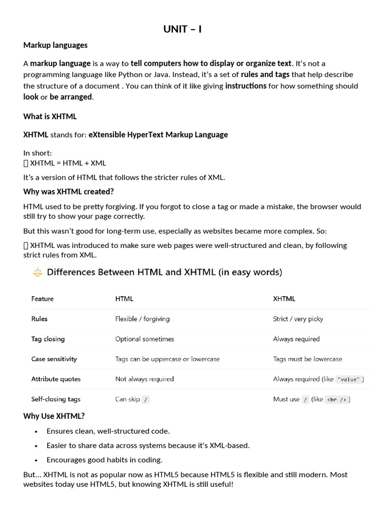 Web Technology Notes Unit - 1,2,3 | PDF | Html Element | Html