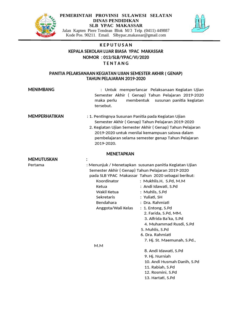 SK Panitia Pelatihan | PDF