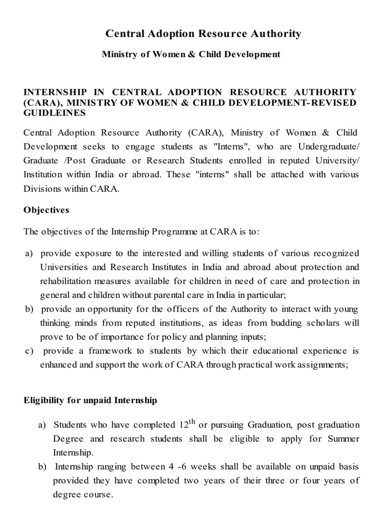 Guidelines On Internship in CARA | PDF | Internship | Job Hunting