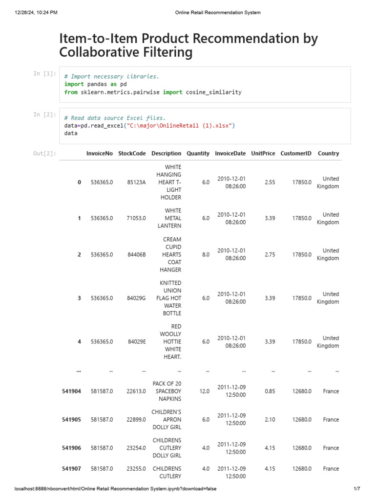 Online Retail Recommendation System | PDF