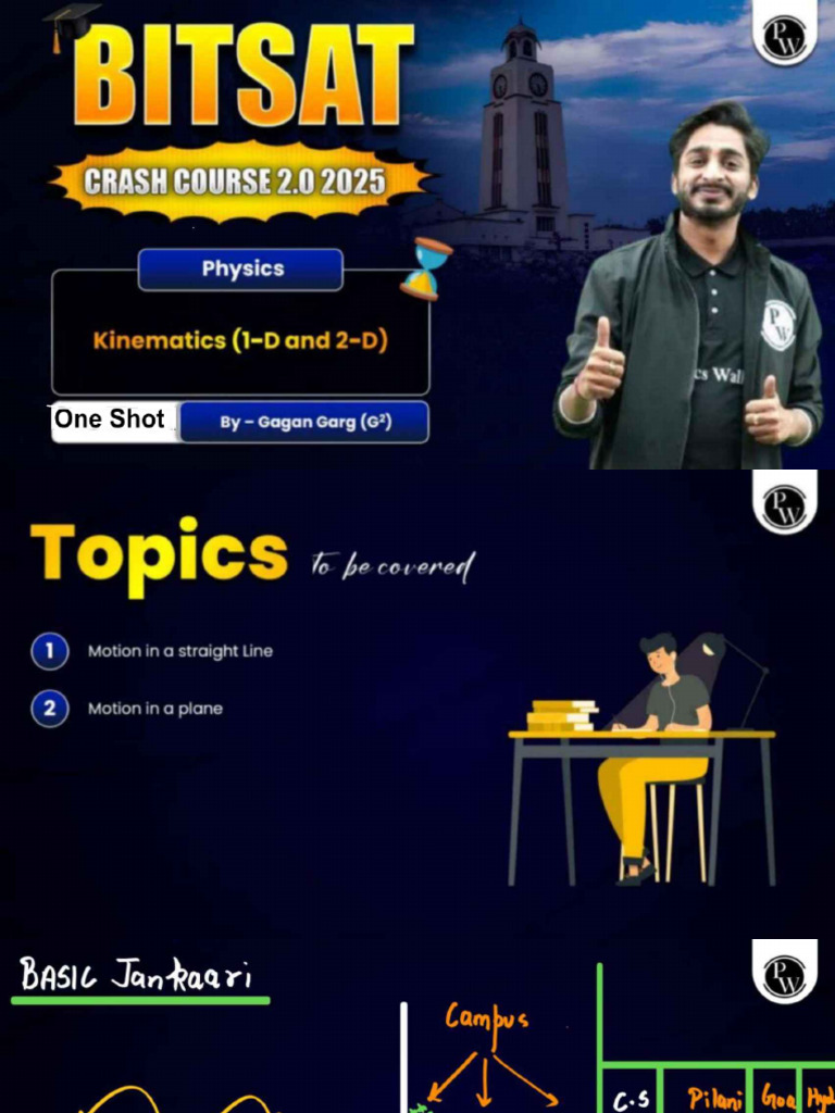 Kinematics (1D & 2D) - One Shot - Class Notes | PDF