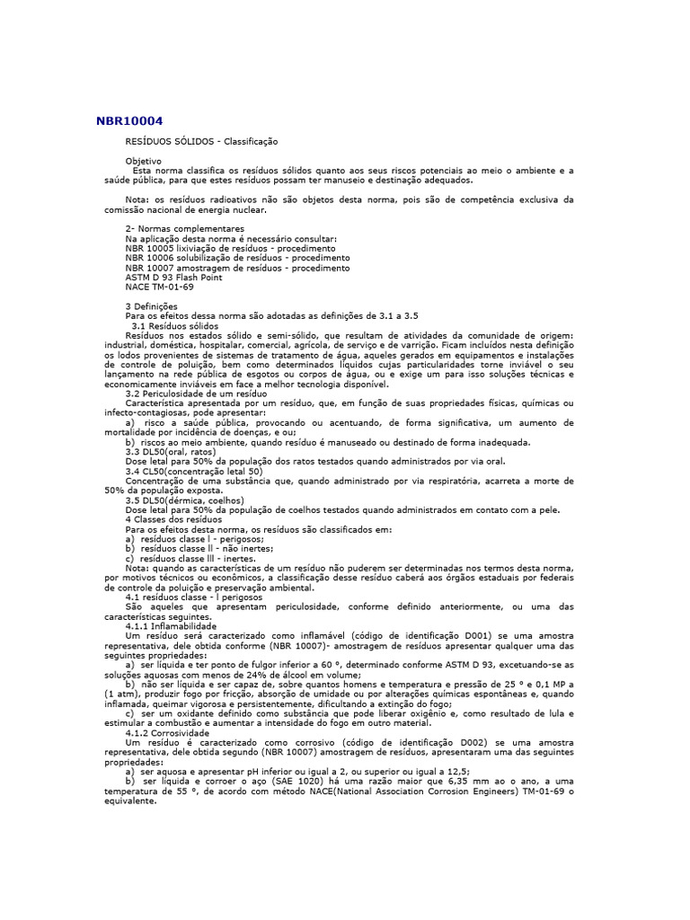 NBR N 10 004 Abnt 2004 Residos Solidos | PDF | Desperdício | Incêndios