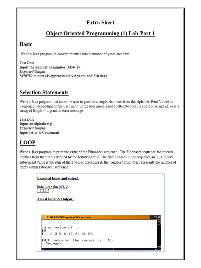 Extra Sheet Java After Work Sheet | PDF