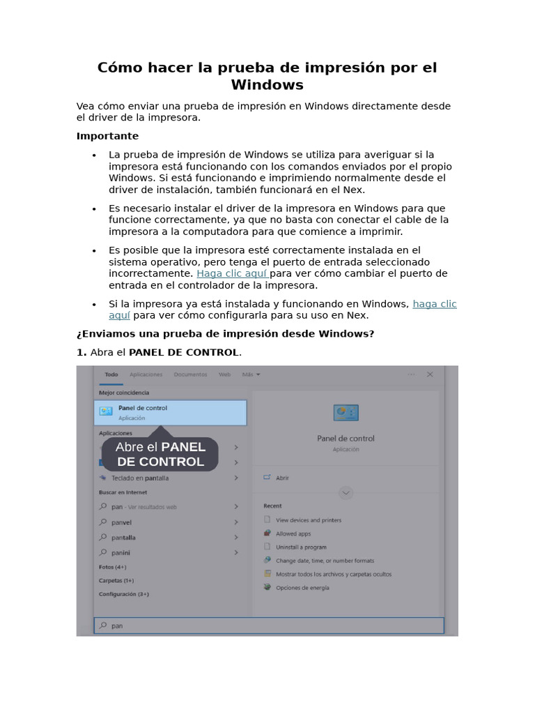 Prueba de impresión en Windows | PDF