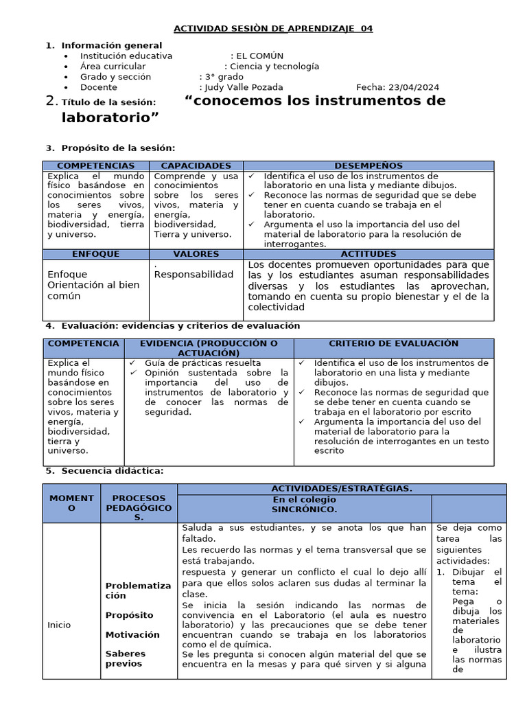 Conociendo Instrumentos de Laboratorio | PDF | Laboratorios | Evaluación