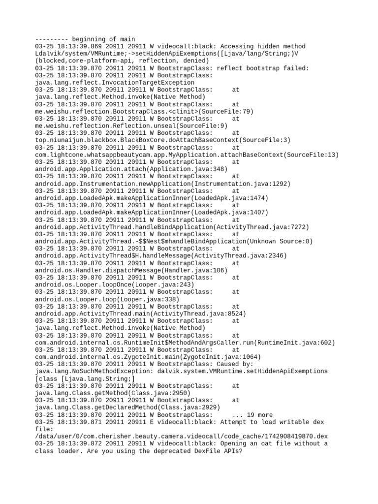 Com - Cherisher.beauty - Camera.videocall Logcat | PDF | Java (Programming Language) | Android ...