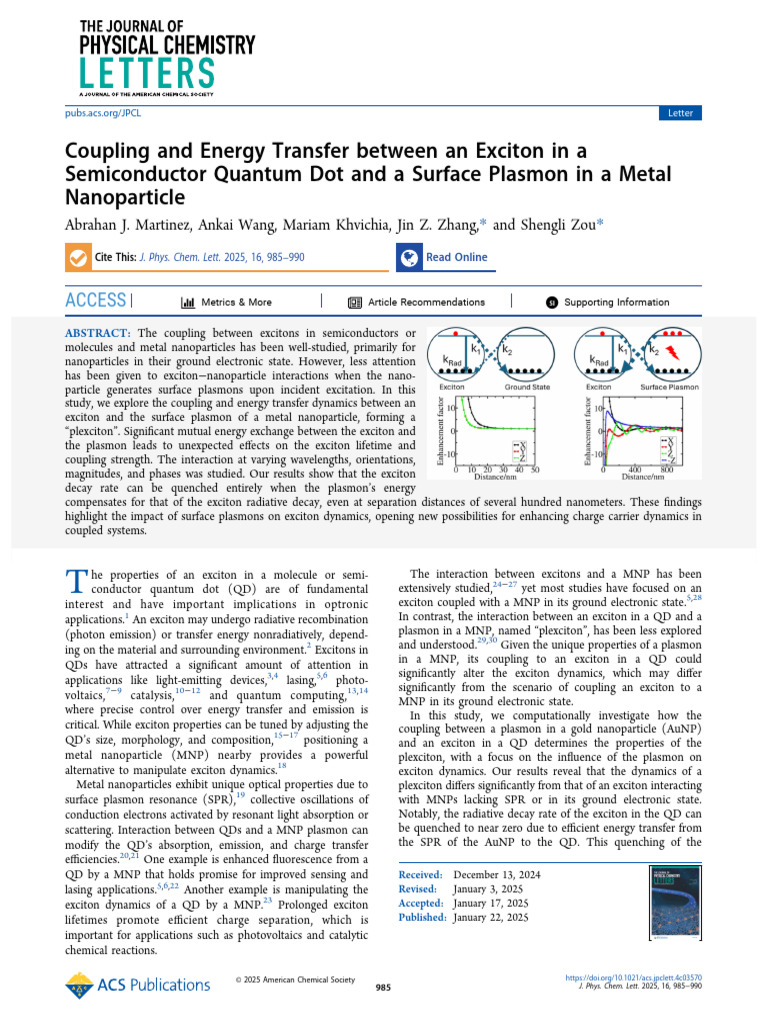Martinez Et Al 2025 Coupling and Energy Transfer Between An Exciton in A Semiconductor Quantum ...