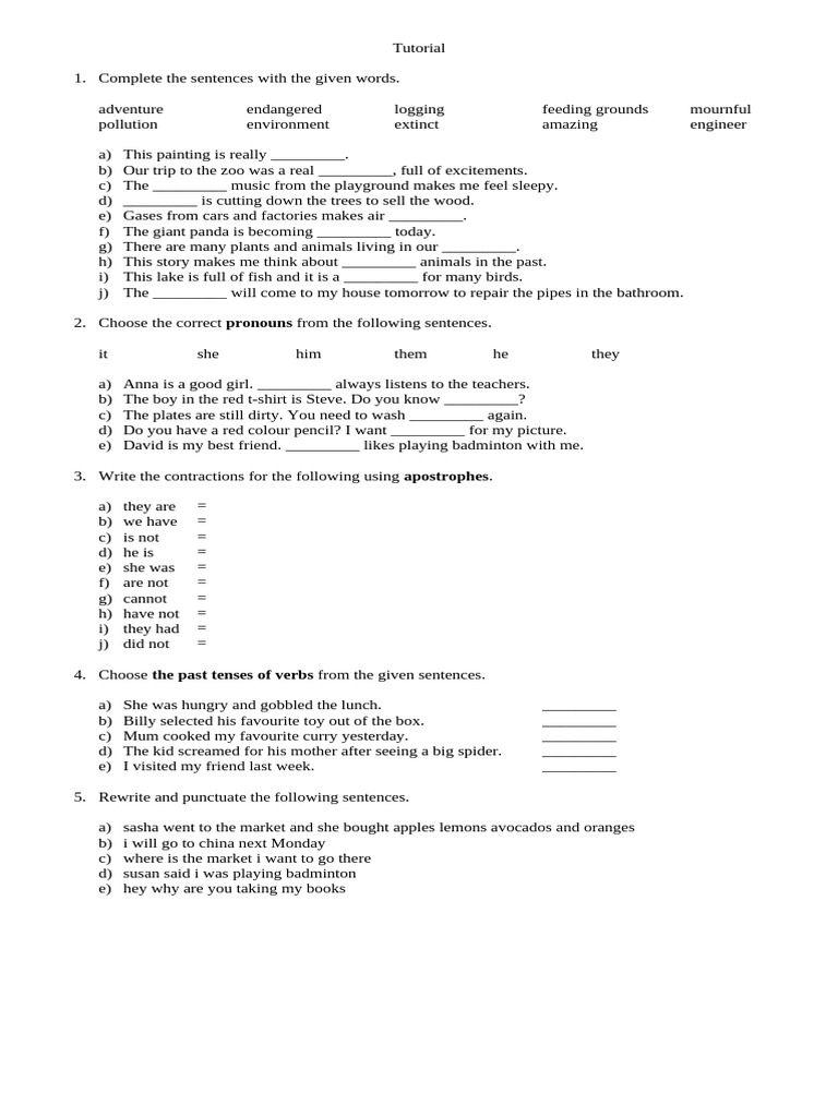 Tutorial | PDF | Linguistics | Grammar