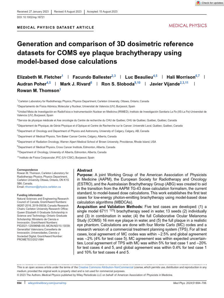 Medical Physics - 2023 - Fletcher - Generation and Comparison of 3D ...