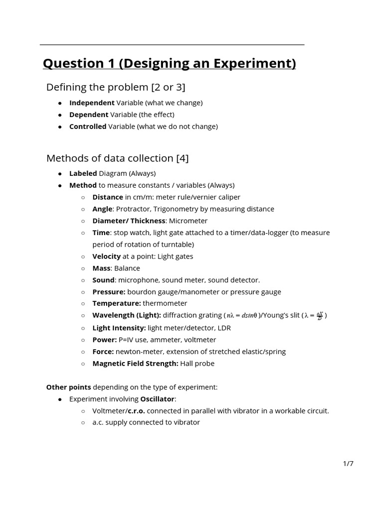 A2 Physics Experiment Design Tips | PDF | Inductor | Pressure Measurement