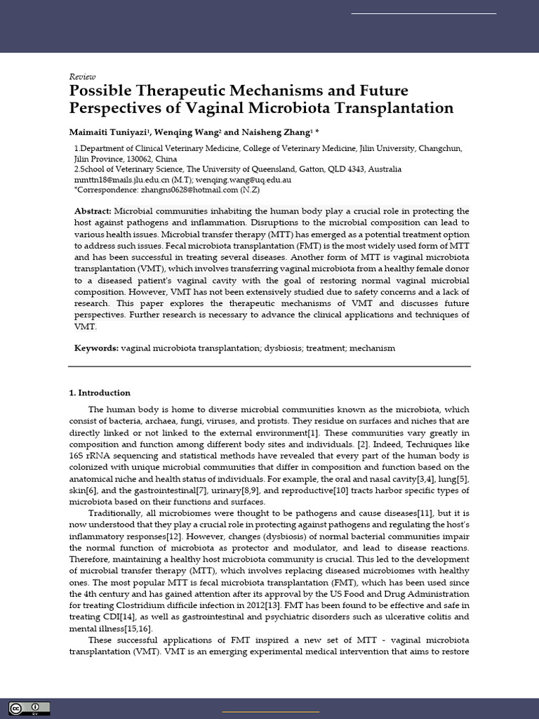 Possible Therapeutic Mechanisms and Future Perspec | PDF | Lactobacillus | Vagina