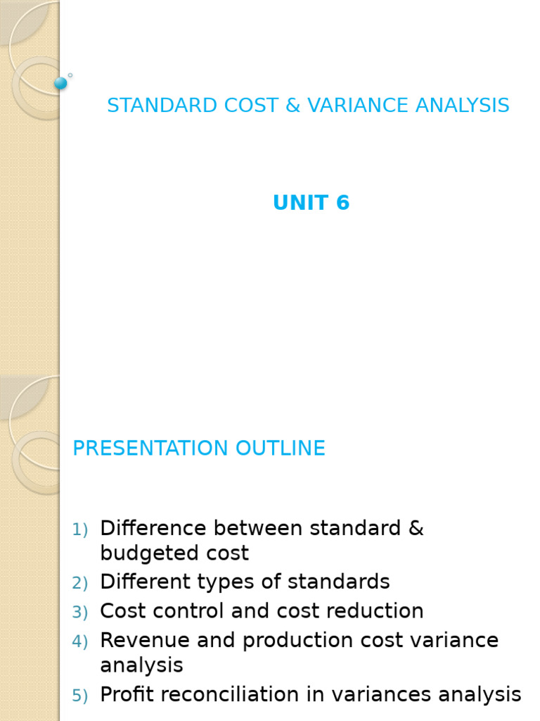 Unit 06 (Standard Cost & Variance Analysis | PDF | Labour Economics | Profit (Economics)