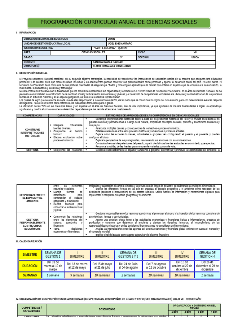 3ro Programacion Anual Cs Soc | PDF | Enseñando | Sustentabilidad