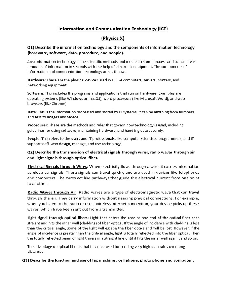 Physics X - Chapter ICT | PDF | Compact Disc | Smartphone