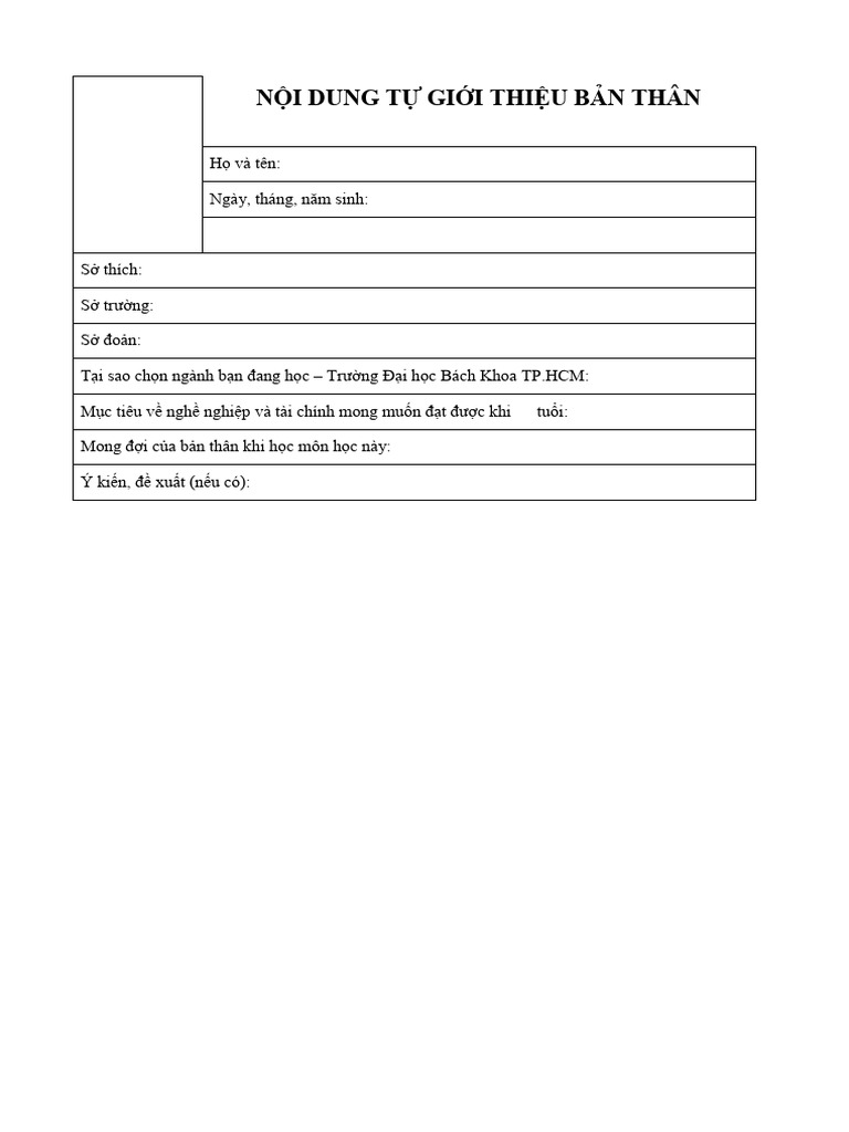 Bai Tap Ve Nha 1 - Noi Dung Gioi Thieu Ban Than SV | PDF