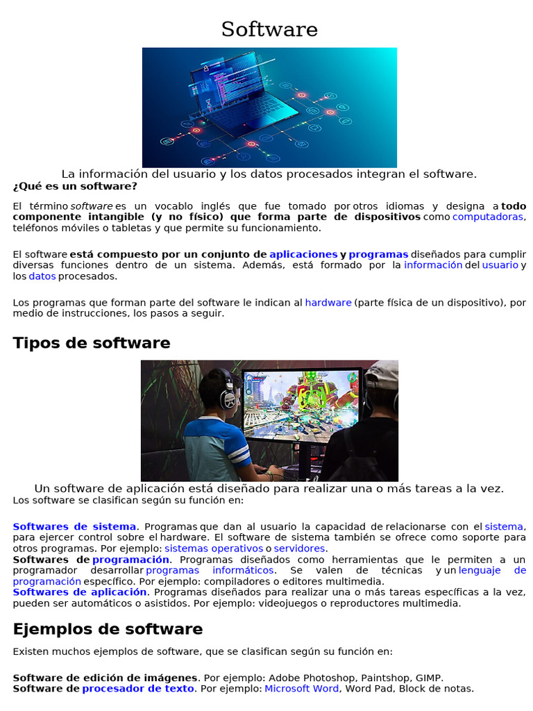 Definición y Tipos de Software | PDF | Hardware de la computadora ...