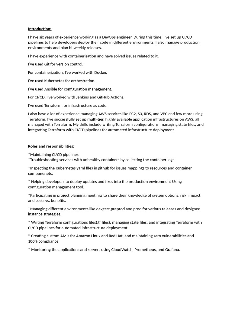 Introduction & roles and responsiblities | PDF