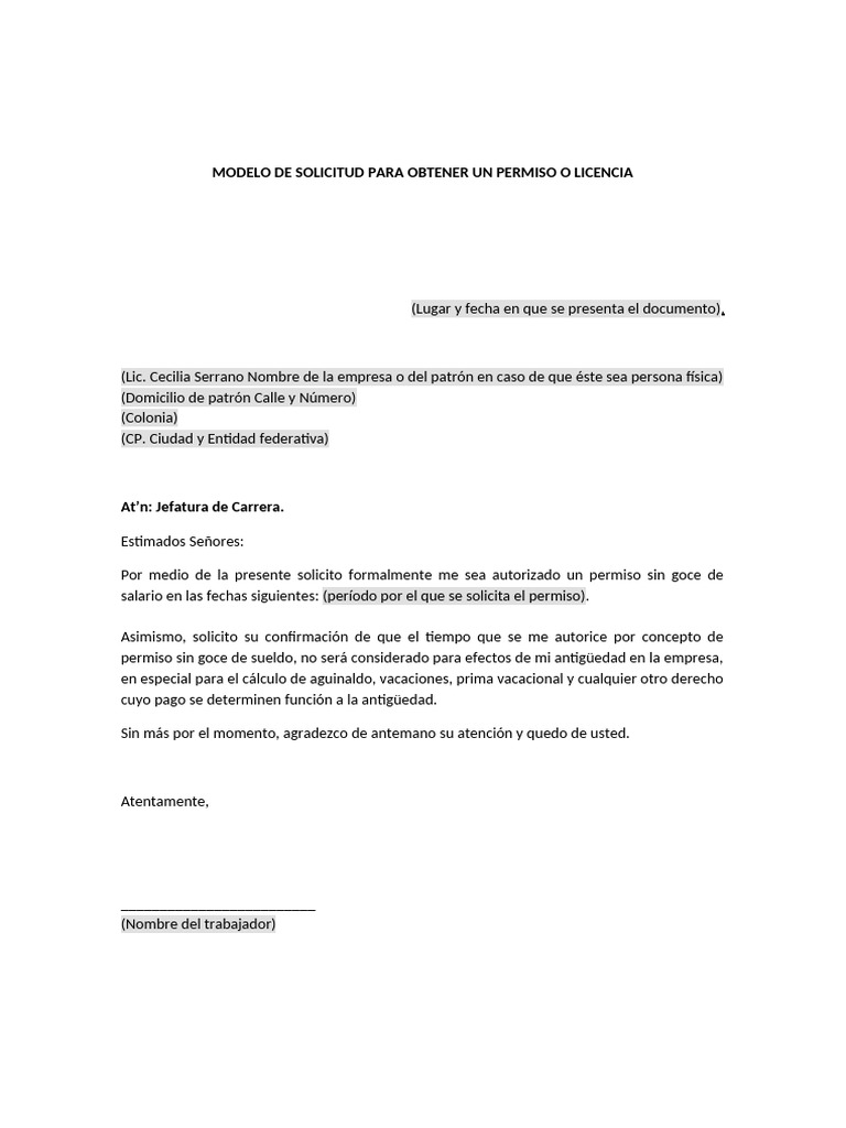 solicitud-de-permiso-con-goce-de-sueldo | PDF