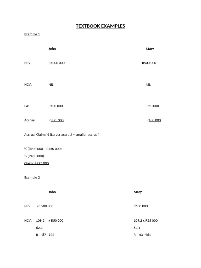 Accrual Claim Calculation Examples | PDF