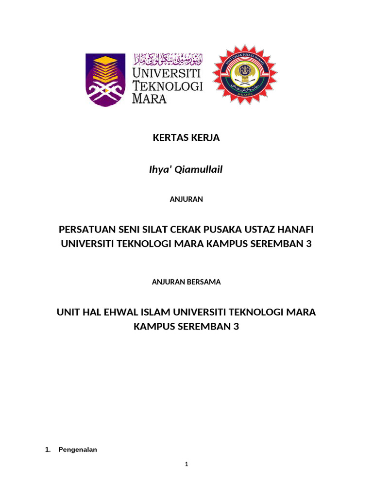 Template Kertas Kerja FSKM | PDF