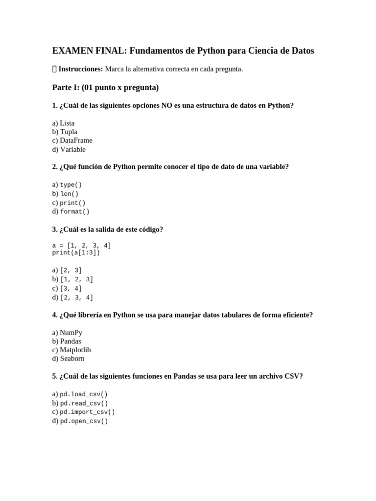 Examen Final Resuelto - Python | PDF | Python (lenguaje de programación ...