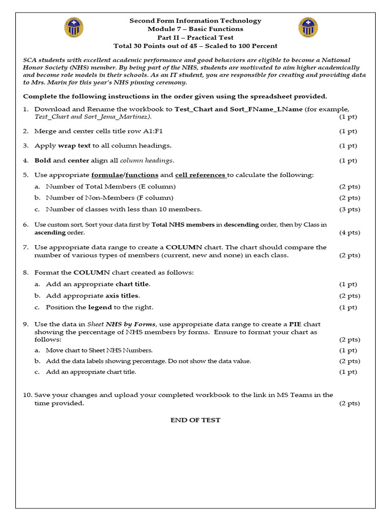 M7 - Test_Chart and Sort_Part II | PDF | Spreadsheet | Chart