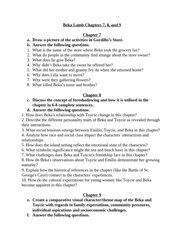 Beka Lamb Analysis: Chapters 7-9 Insights | PDF