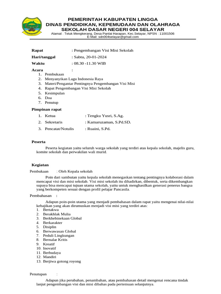 Contoh-Format-Notulen-Rapat-Sekolah (Guruabata - Com) | PDF