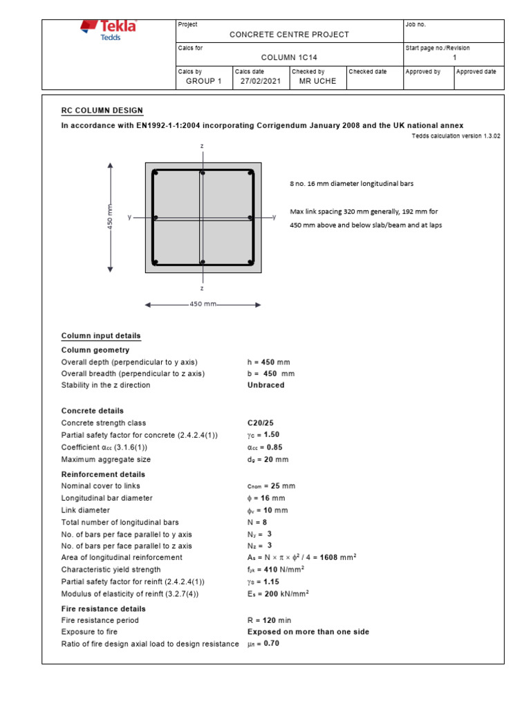 Column Hand Calculation For 1c14 | PDF | Strength Of Materials | Buckling