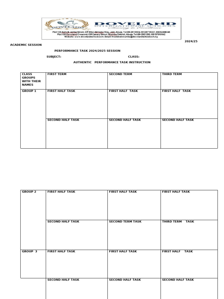 Performance Task Template | PDF